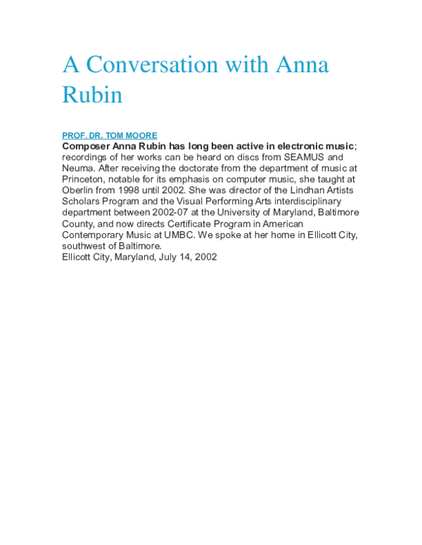 (DOC) Conversation with Anna Rubin