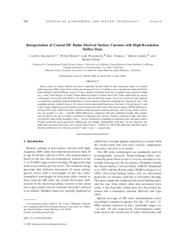 Pdf Interpretation Of Coastal Hf Radar Derived Surface Currents With