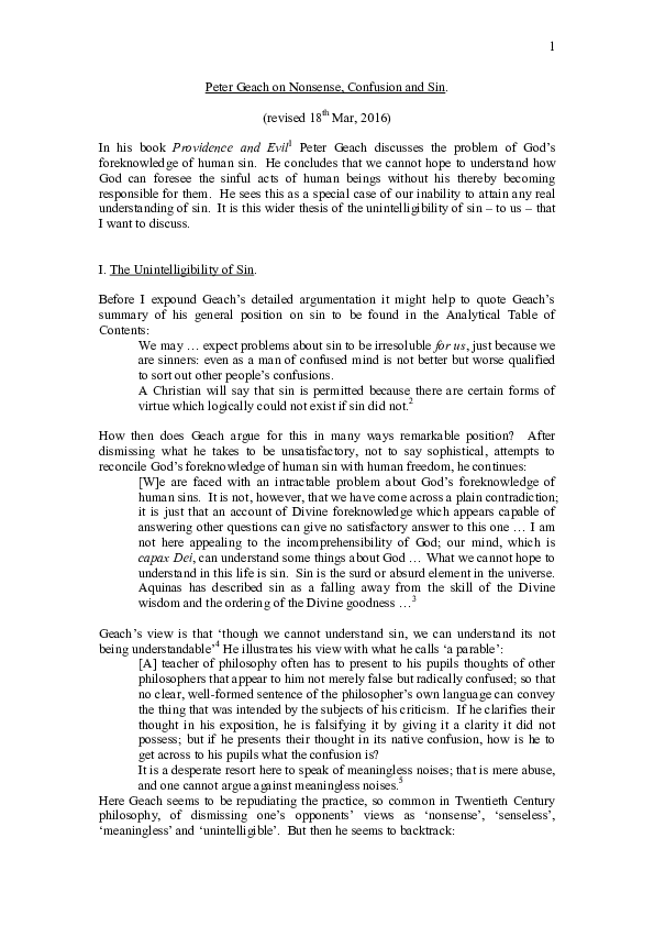 (PDF) Peter Geach on Nonsense, Confusion and Sin.
