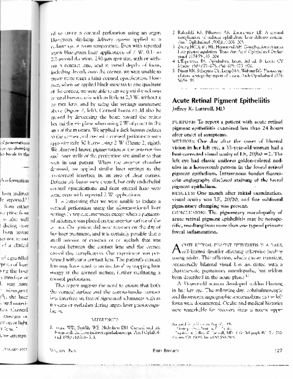(PDF) Acute Retinal Pigment Epitheliitis | Jeffrey K Luttrull, MD ...