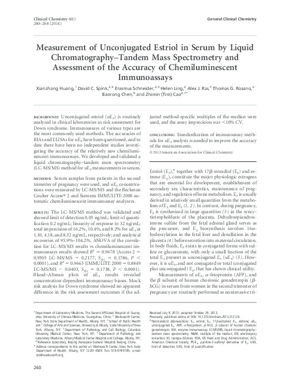 (PDF) Measurement of Unconjugated Estriol in Serum by Liquid ...