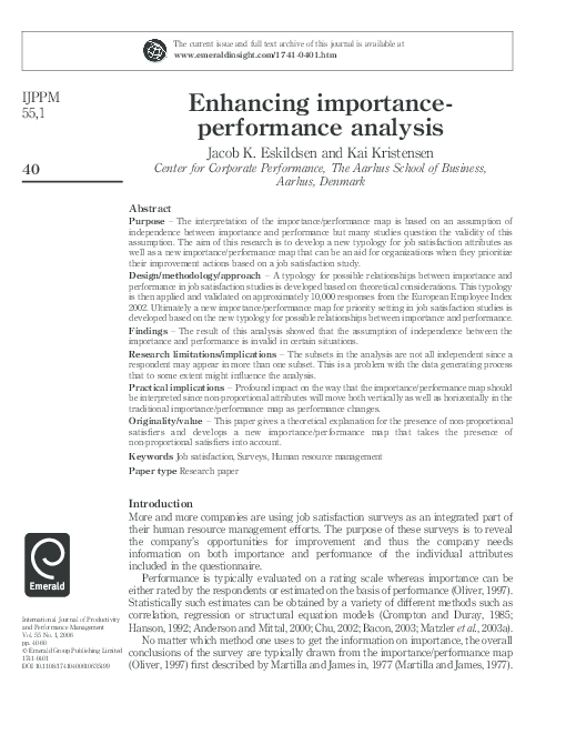(PDF) Enhancing importance-performance analysis