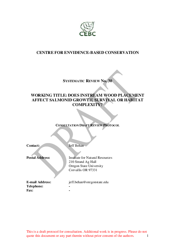 (PDF) Working Title: Does Instream Wood Placement Affect Salmonid ...