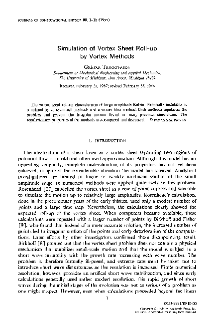 (PDF) Simulation of vortex sheet roll-up by vortex methods