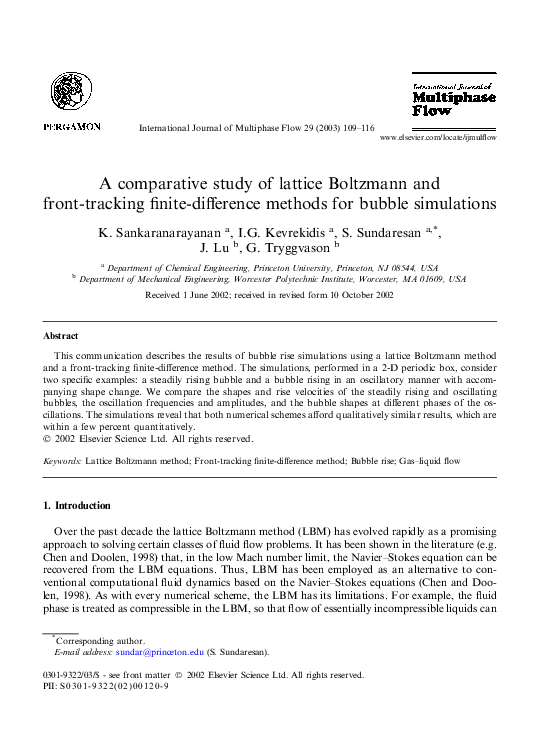 (PDF) A comparative study of lattice Boltzmann and front-tracking finite-difference methods for ...