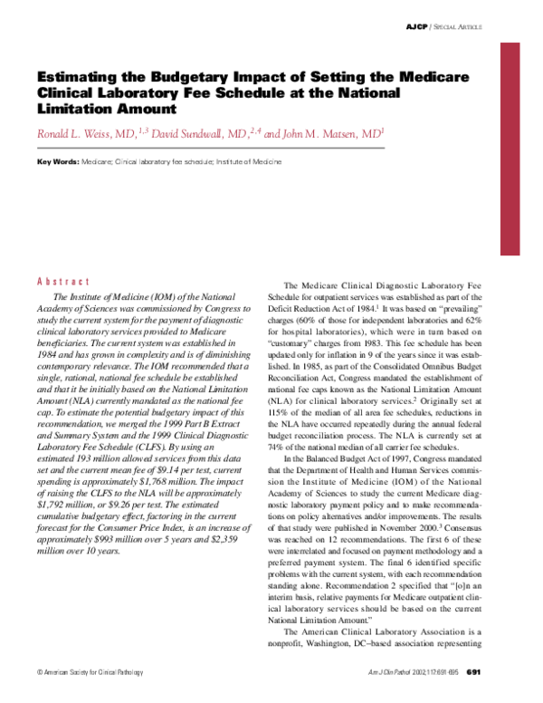 (PDF) Estimating the Budgetary Impact of Setting the Medicare Clinical ...