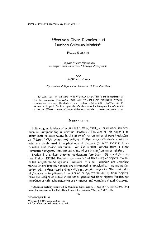 (PDF) Effectively given domains and lambda-calculus models