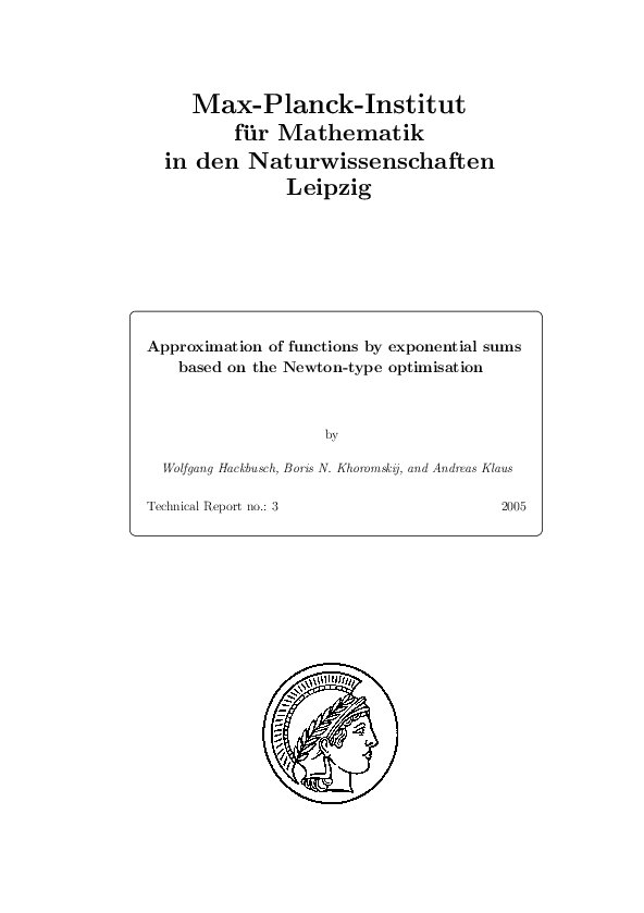 Pdf Approximation Of Functions By Exponential Sums Based On Newton Type Optimisation