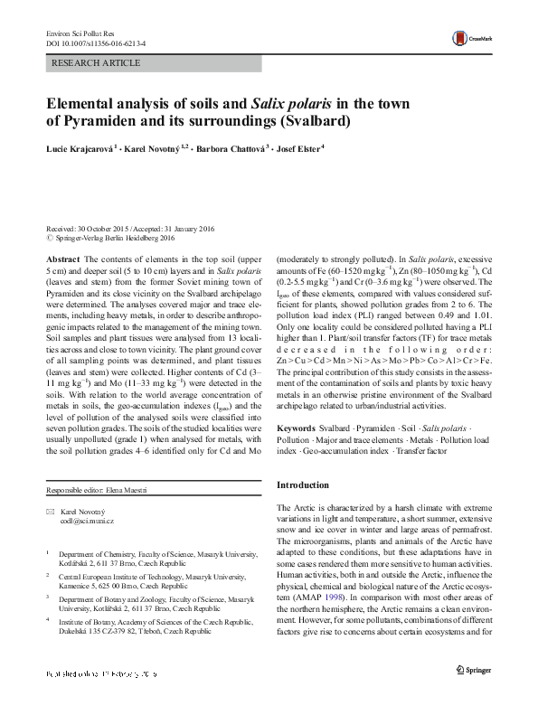 (PDF) Elemental analysis of soils and Salix polaris in the town of ...
