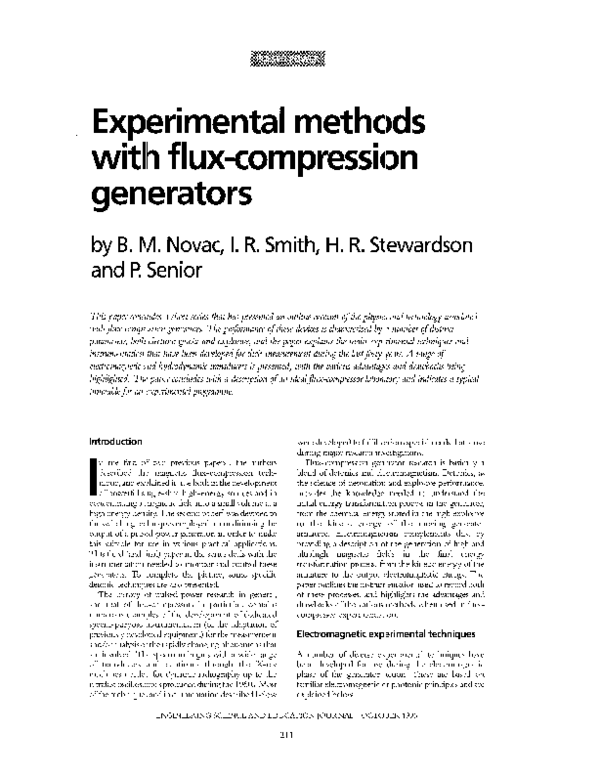 (PDF) Experimental methods with flux-compression generators