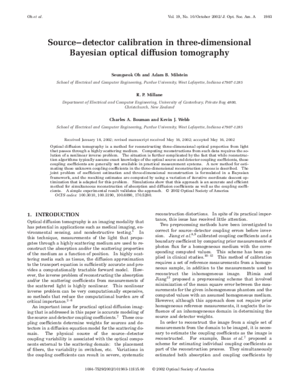 (PDF) Source-detector calibration in three-dimensional Bayesian optical diffusion tomography