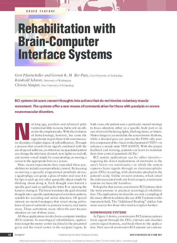 (PDF) Rehabilitation with Brain-Computer Interface Systems