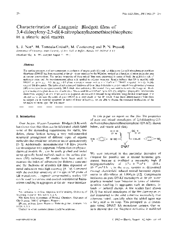 (PDF) Characterization of Langmuir-Blodgett films of parent polyaniline