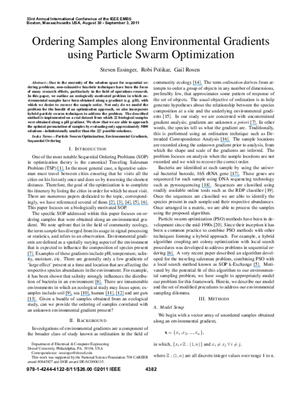 (PDF) Ordering samples along environmental gradients using particle ...