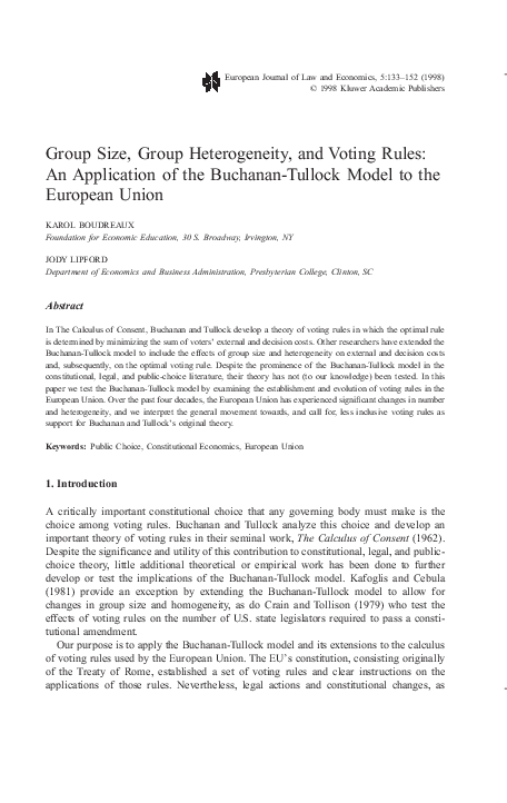 (PDF) Group Size, Group Heterogeneity, and Voting Rules: An Application ...