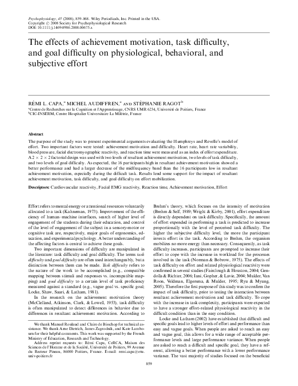 (PDF) The effects of achievement motivation, task difficulty, and goal difficulty on ...