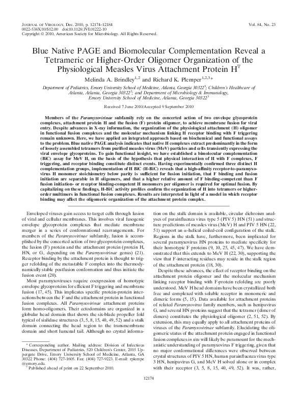 (PDF) Blue Native PAGE and Biomolecular Complementation Reveal a ...