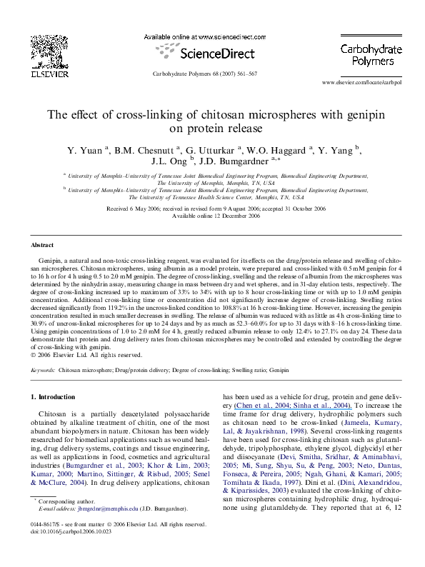 (PDF) The effect of cross-linking of chitosan microspheres with genipin ...