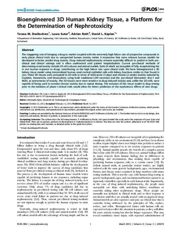 (PDF) Bioengineered 3D Human Kidney Tissue, a Platform for the ...