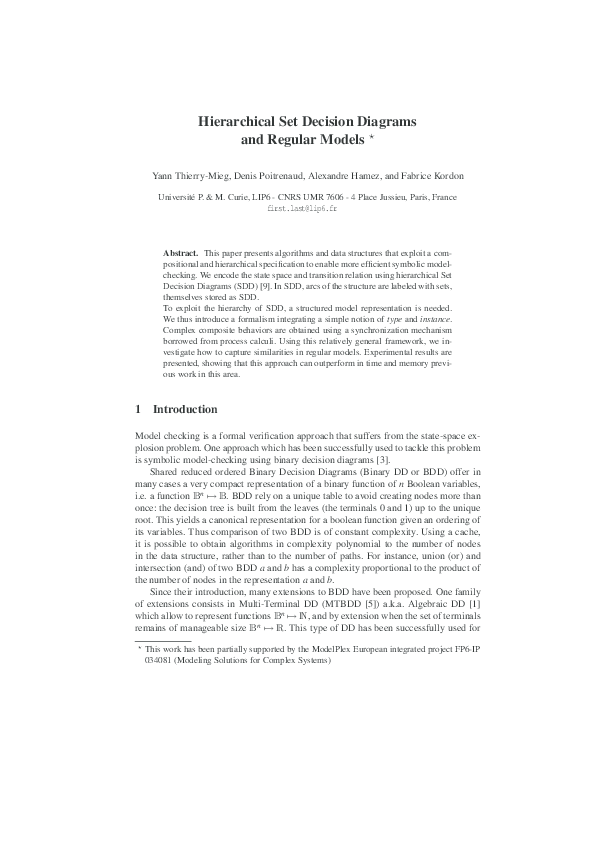 (PDF) Hierarchical set decision diagrams and regular models