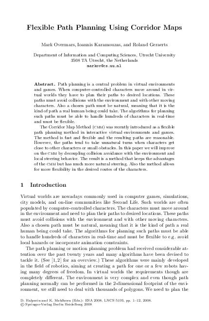 (PDF) Flexible path planning using corridor maps