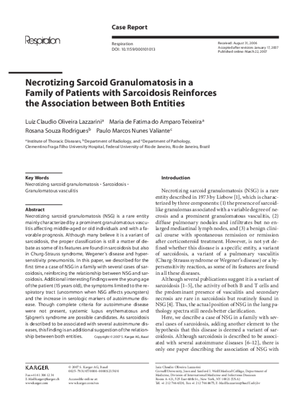(PDF) Necrotizing Sarcoid Granulomatosis in a Family of Patients with ...