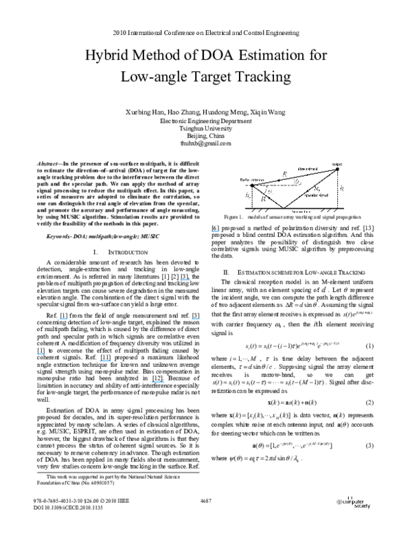 (PDF) Hybrid Method of DOA Estimation for Low-Angle Target Tracking