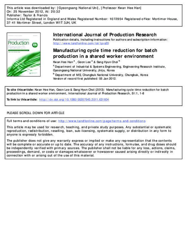 Manufacturing cycle time reduction for batch production in a shared ...