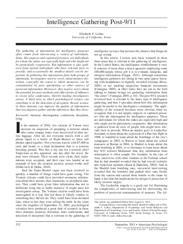 (PDF) Intelligence gathering post-9/11