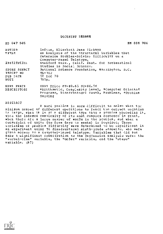 (PDF) An Analysis of the Structural Variables that Determine Problem-Solving Difficulty on a ...