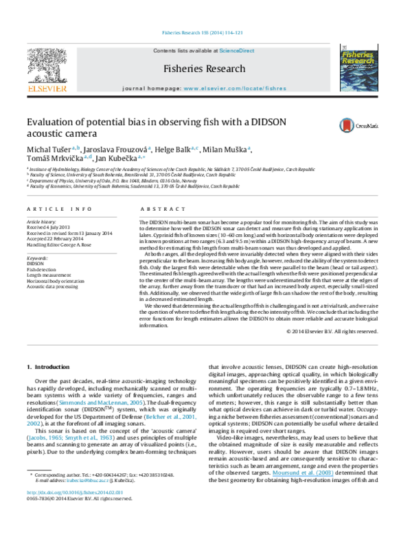 (PDF) Evaluation of potential bias in observing fish with a DIDSON ...