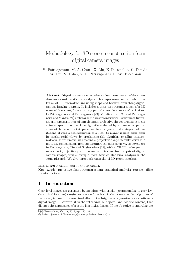 Pdf Methodology For 3d Scene Reconstruction From Digital Camera