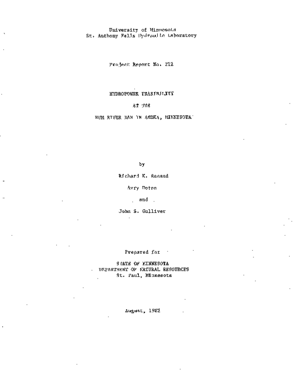 (PDF) Hydropower Feasibility at the Rum River Dam in Anoka, Minnesota