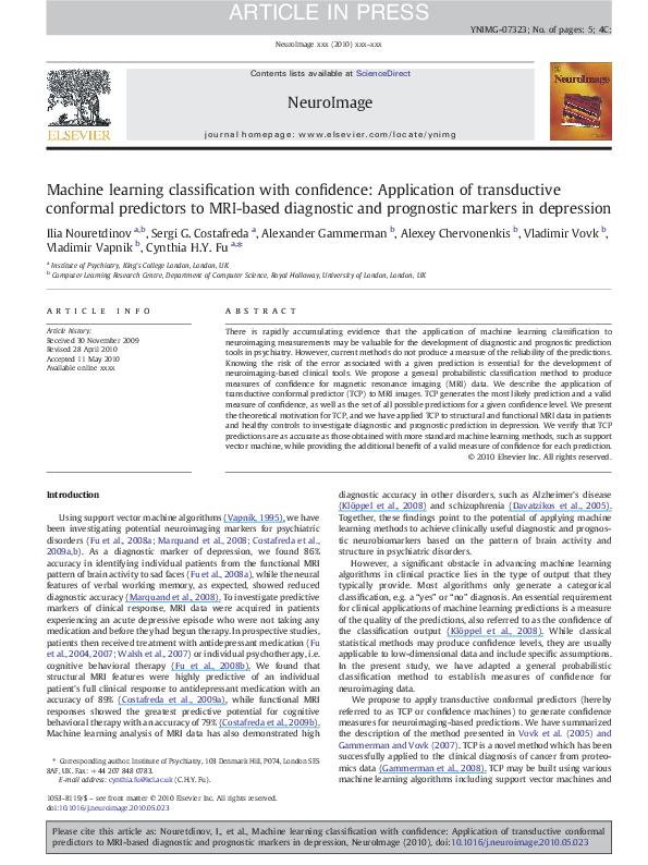 (PDF) Machine learning classification with confidence: Application of ...