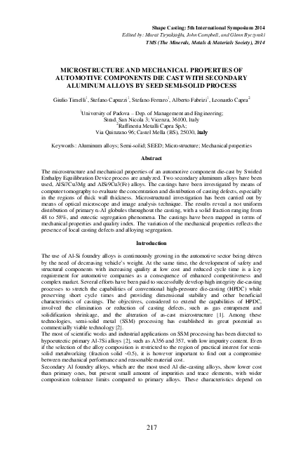 (PDF) Microstructure and Mechanical Properties of Automotive Components ...