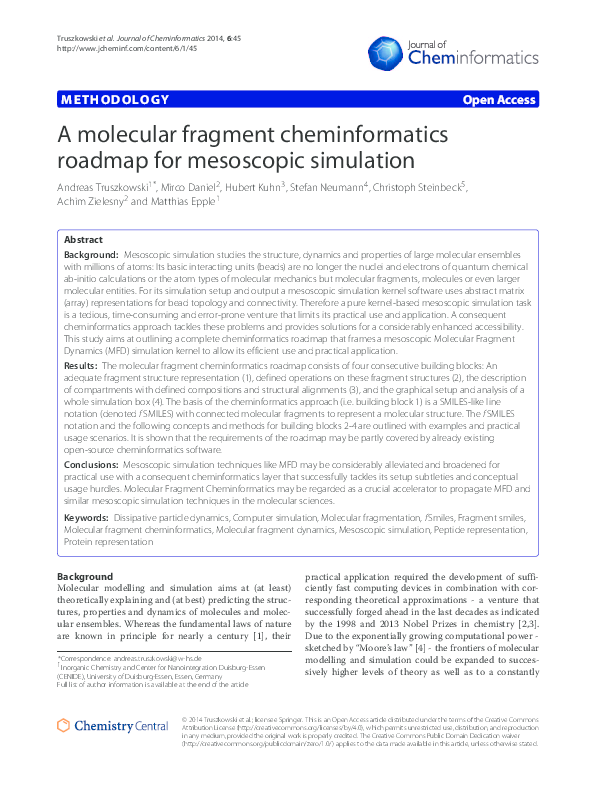 (PDF) A molecular fragment cheminformatics roadmap for mesoscopic ...