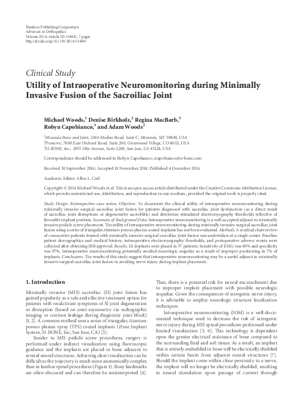 (PDF) Utility of Intraoperative Neuromonitoring during Minimally ...