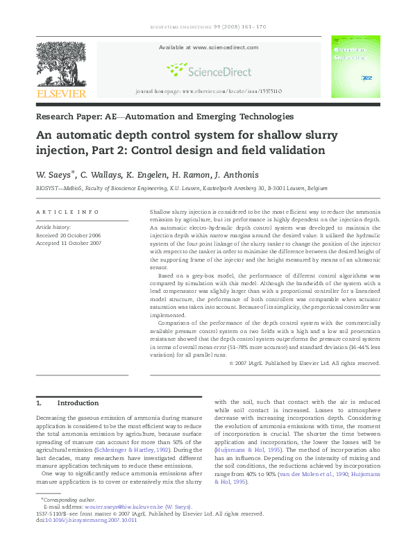 (PDF) An automatic depth control system for shallow slurry injection ...