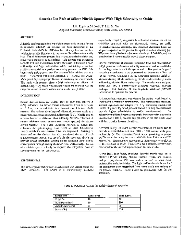 (PDF) Reactive ion etch of silicon nitride spacer with high selectivity ...