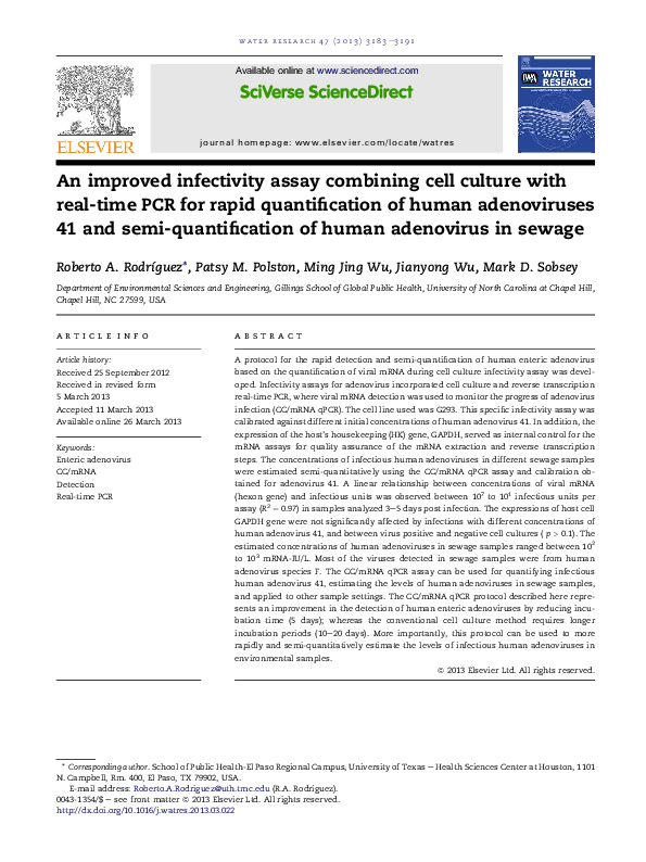 (PDF) An improved infectivity assay combining cell culture with real ...