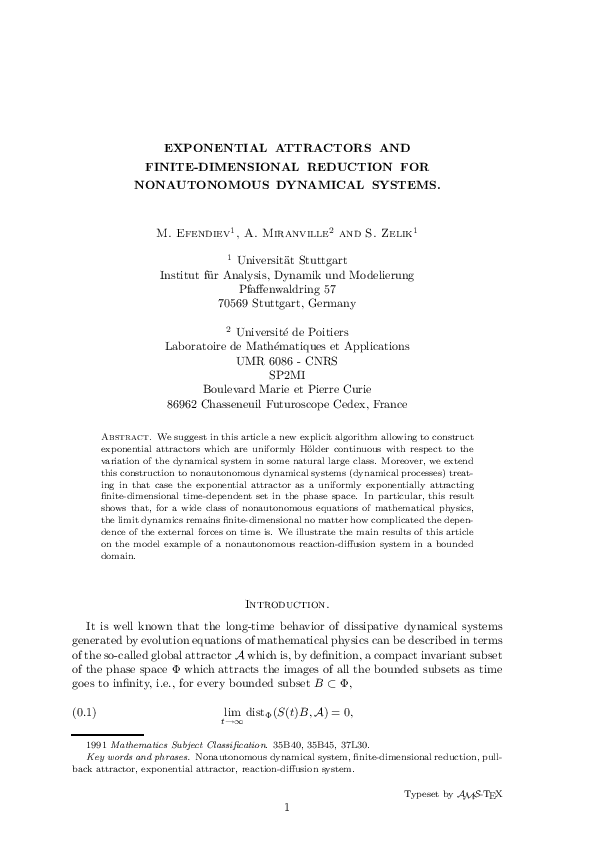 (PDF) Exponential attractors and finite-dimensional reduction for non-autonomous dynamical systems