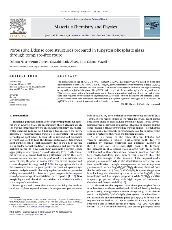 (PDF) Porous shell/dense core structures prepared in tungsten phosphate ...