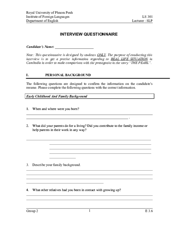 (DOC) INTERVIEW QUESTIONNAIRE | Goodboy Theara - Academia.edu