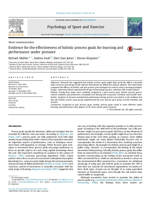 (PDF) Evidence for the effectiveness of holistic process goals for ...