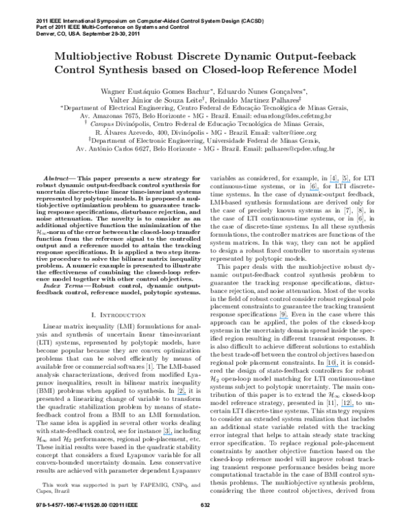 (PDF) Multiobjective robust discrete dynamic output-feeback control synthesis based on closed ...