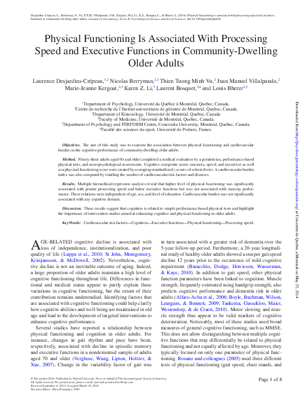 (PDF) Physical functioning is associated with processing speed and executive functions in ...