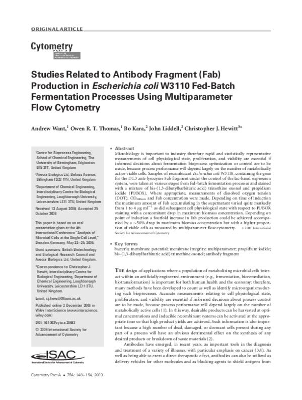 (PDF) Studies related to antibody fragment (Fab) production in ...