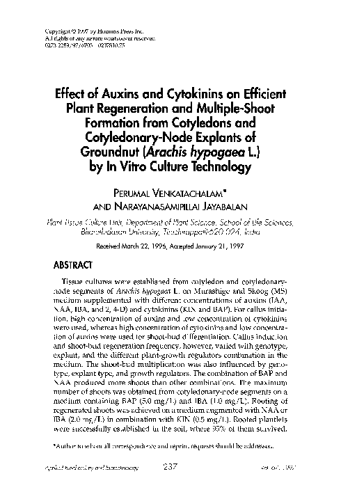 (PDF) Effect of auxins and cytokinins on efficient plant regeneration ...