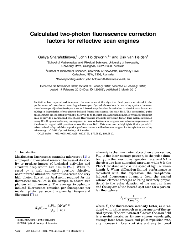 (PDF) Calculated two-photon fluorescence correction factors for ...