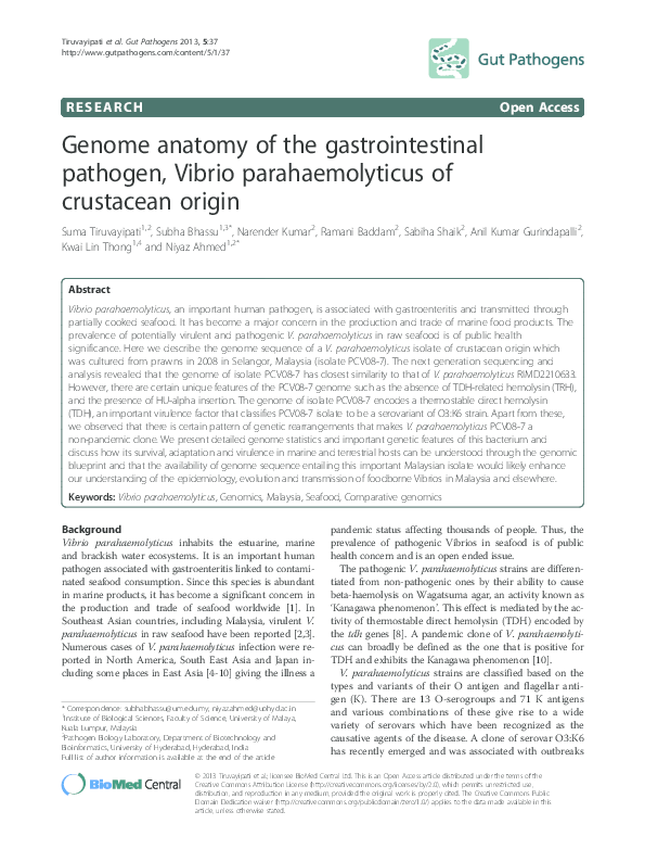 (PDF) Genome anatomy of the gastrointestinal pathogen, Vibrio ...